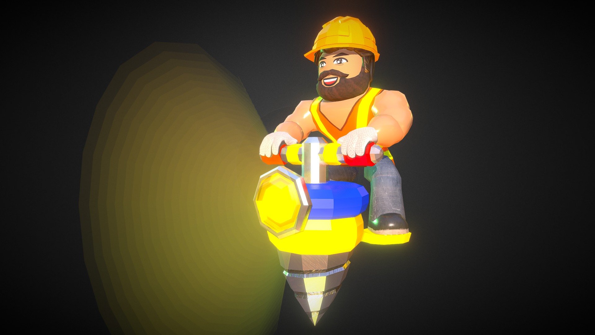 Construction Worker Operating Electric Drill - Buy Royalty Free 3D ...