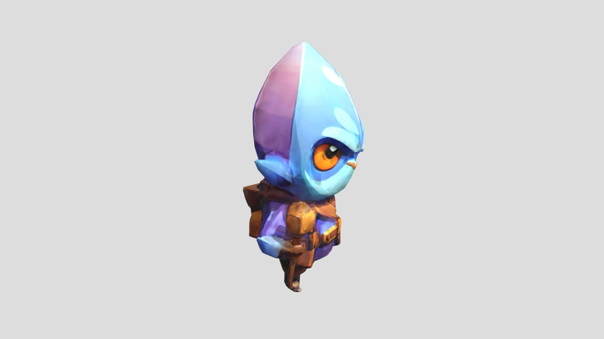 An angry blue creature with a staff, wearing a b - Download Free 3D ...