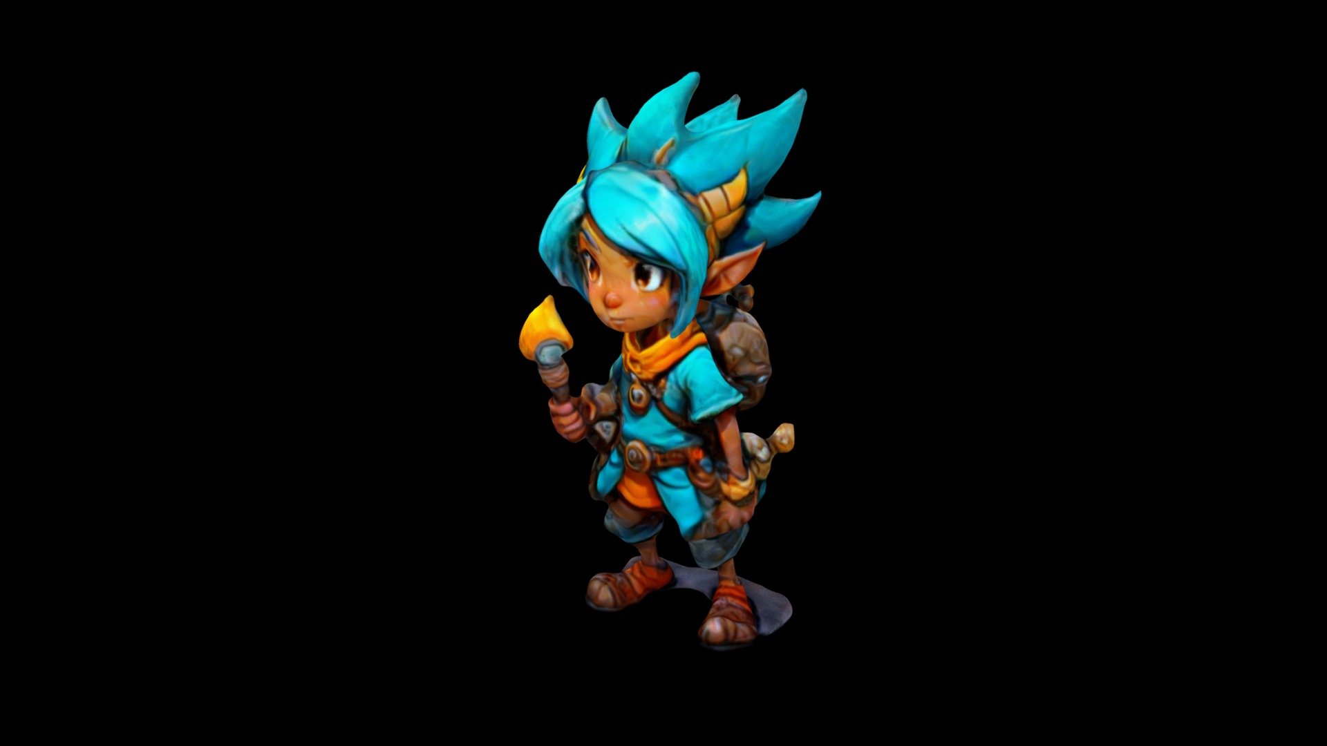 a blue skinned character with blue hair and ears - Download Free 3D ...