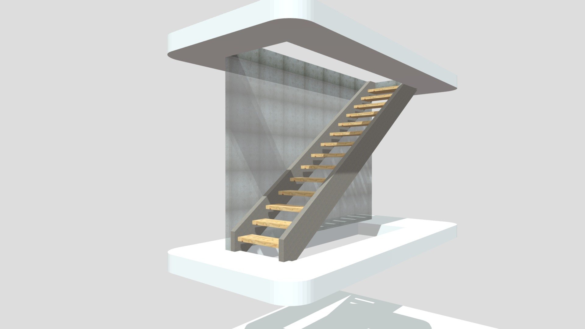Housed Open Rise Straight Stair - Download Free 3D model by Westcoast Stair Division ...