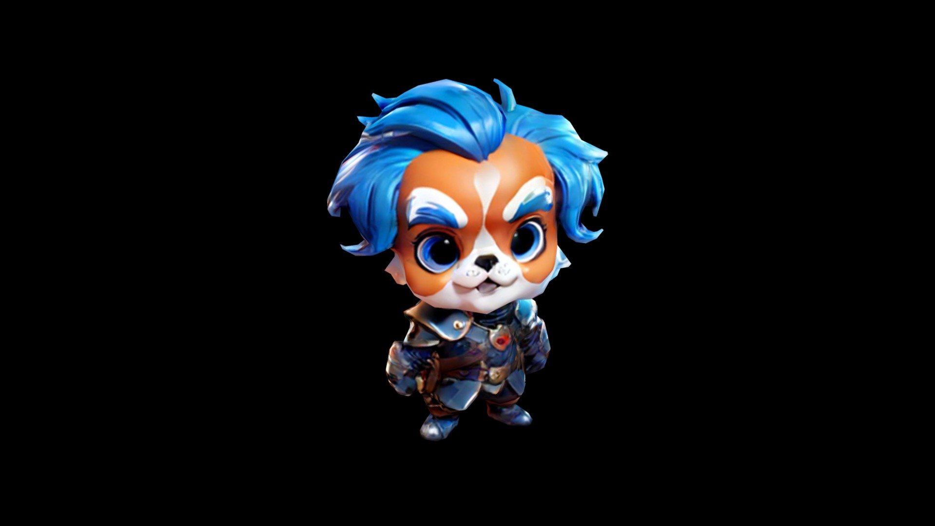 A digital drawing of a chibi character with blue - Download Free 3D ...