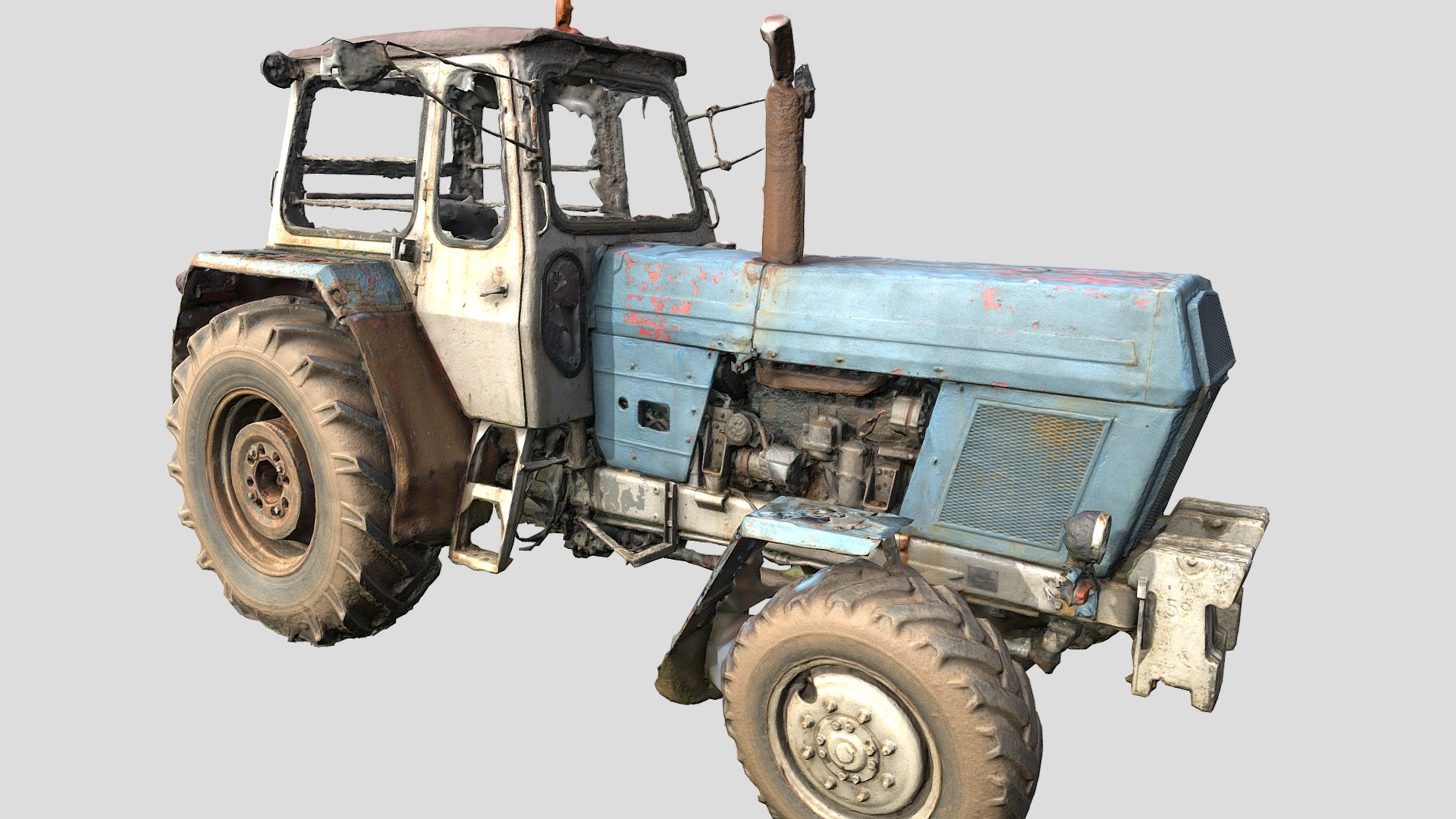 Old blue tractor - Buy Royalty Free 3D model by Exploring Europe and ...