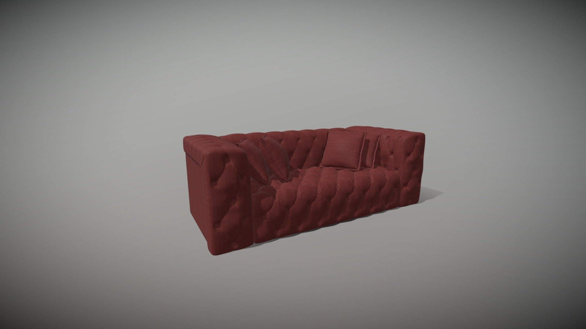 Red Capitone Sofa with pillows - 3D model by lucasbender [0049955 ...