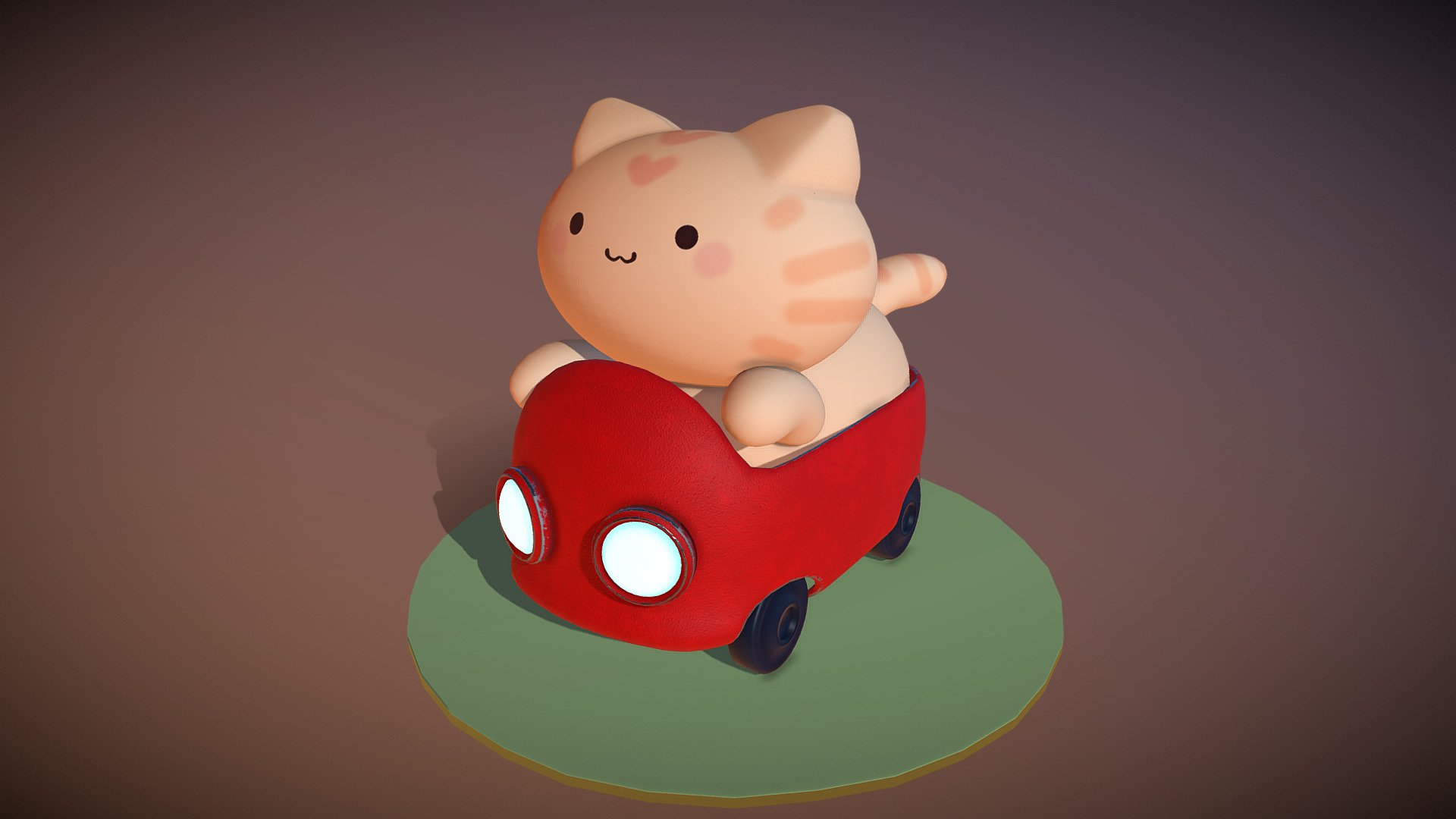 Cute cartoon cat in toy car - Buy Royalty Free 3D model by Scritta ...
