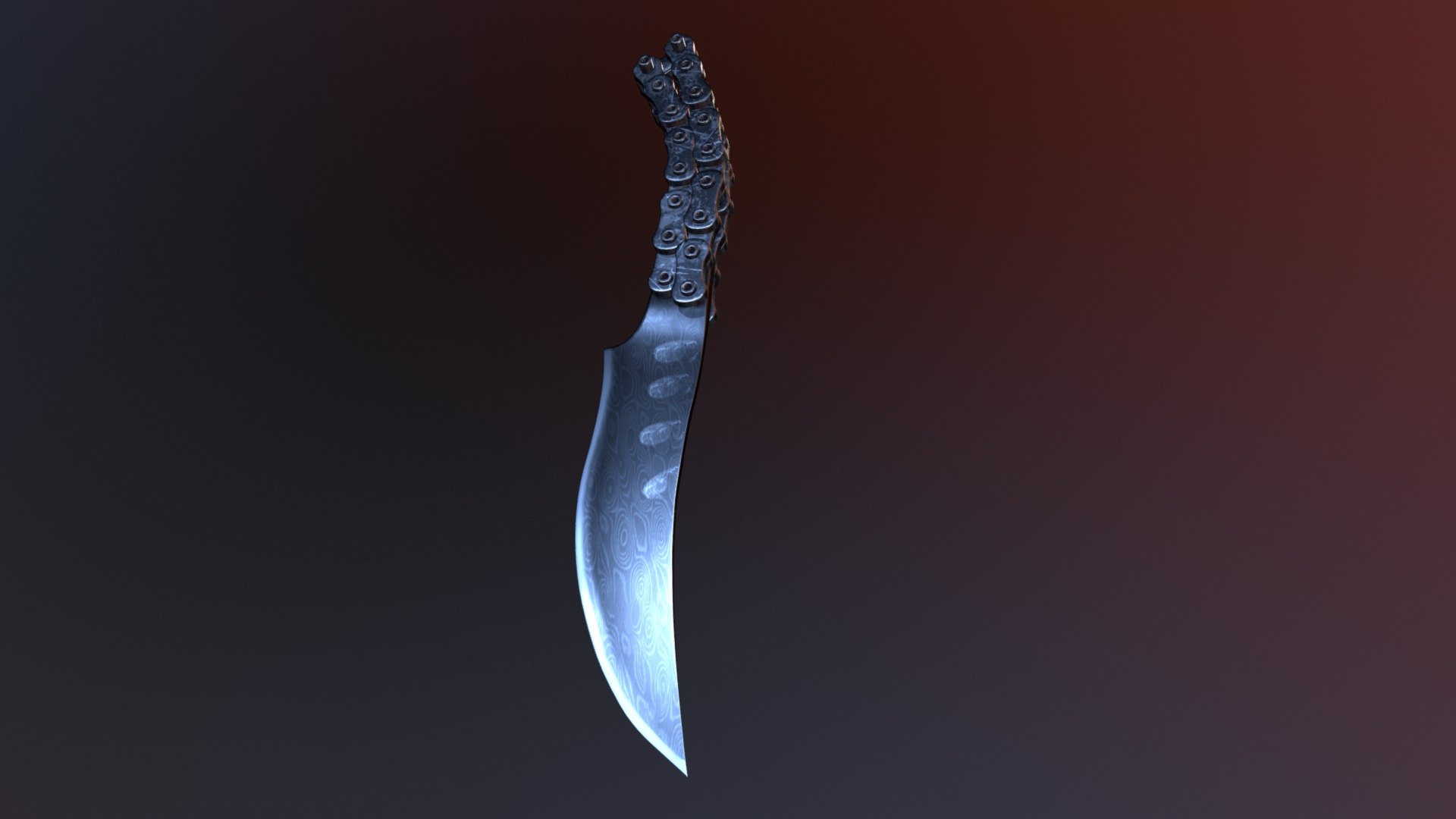 Damascus Knife made with Chains - 3D model by v1duk4 [005c64a] - Sketchfab