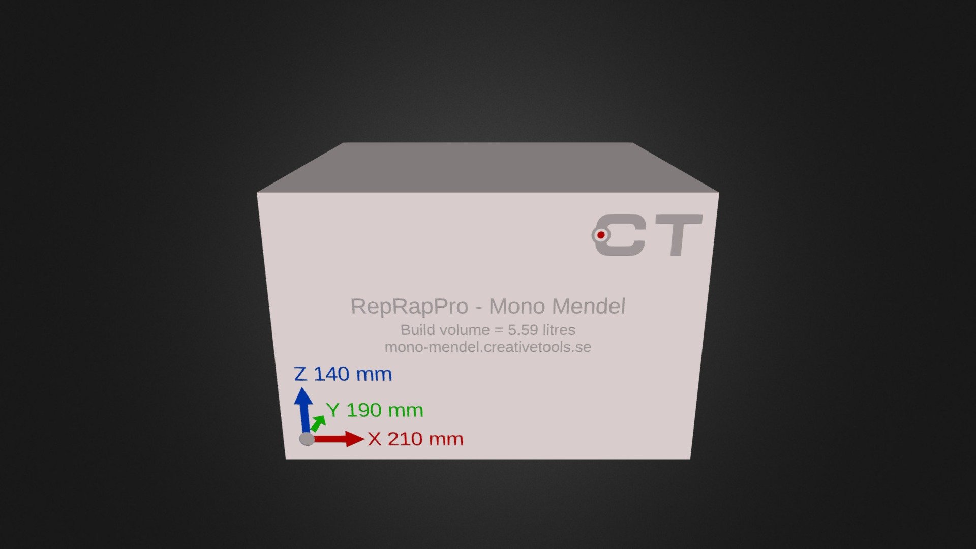 RepRapPro Mono Mendel 3D-print Build Volume - Download Free 3D model by CreativeTools [00732bf ...