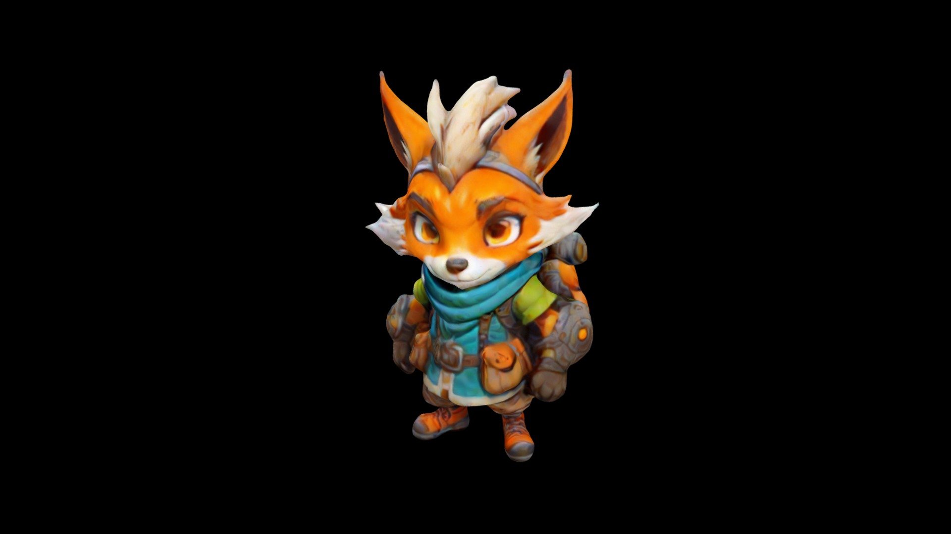 a orange fox dressed as a adventurer the fox has - Download Free 3D ...