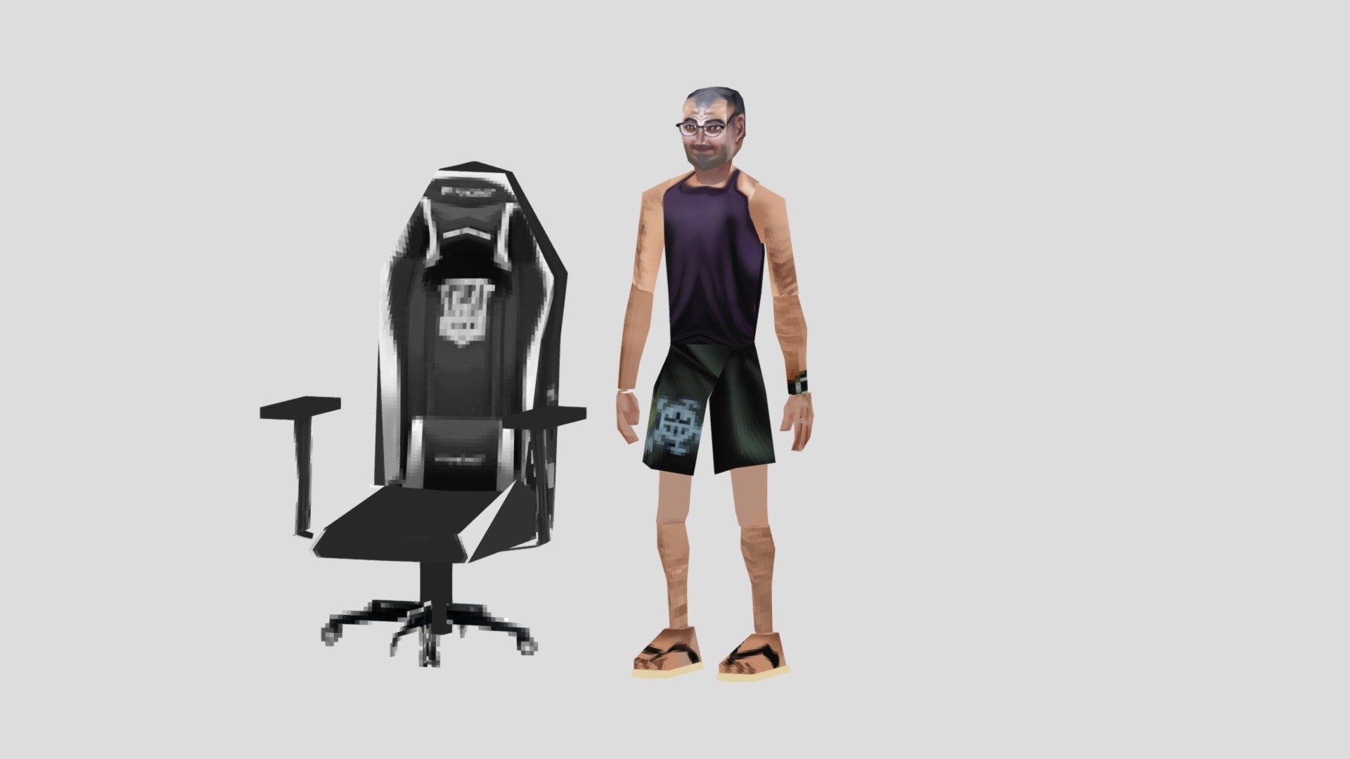 Razi and gamer chair PS1 - 3D model by JF-Linter [0084308] - Sketchfab