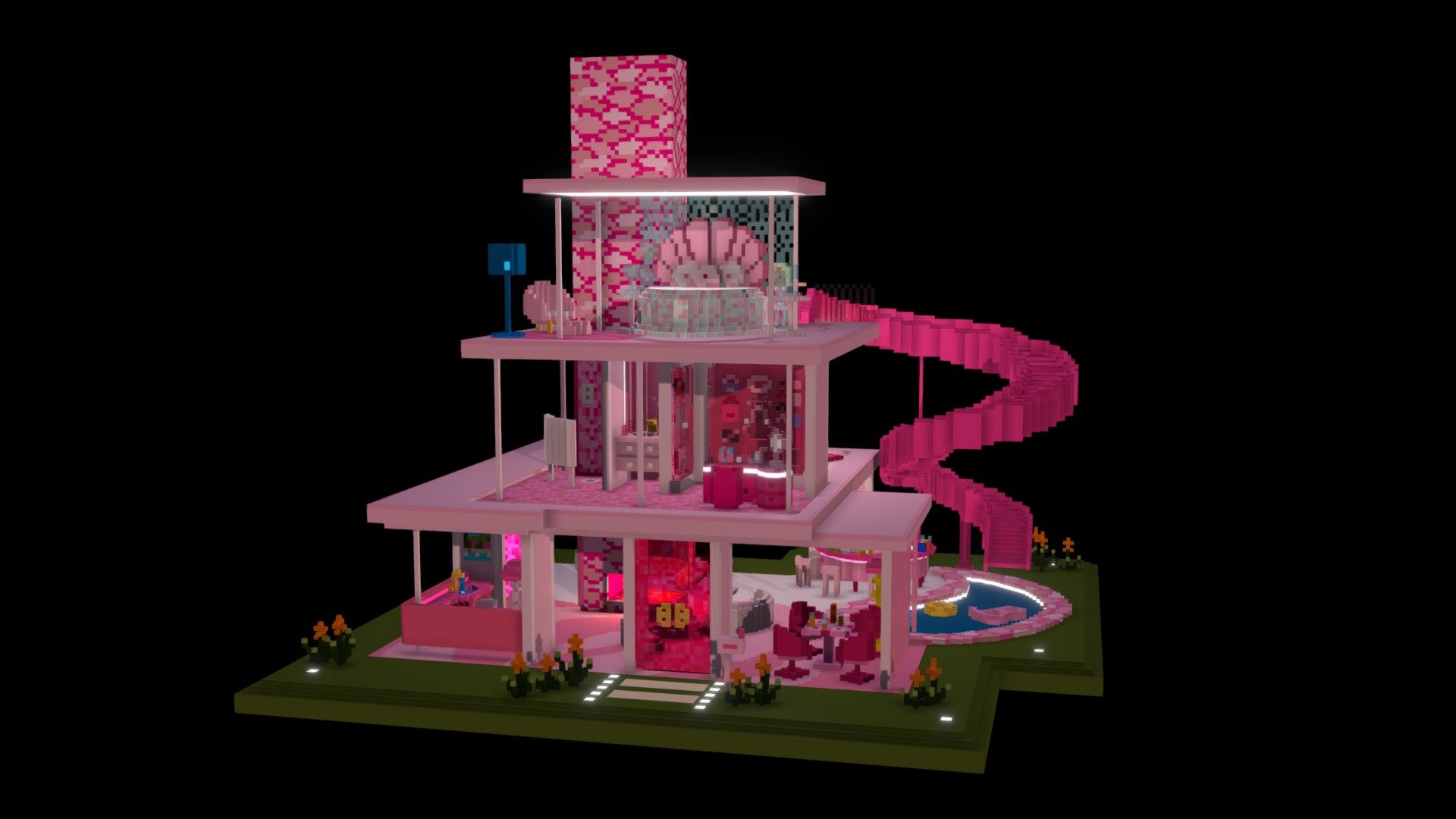 BARBIE DREAMHOUSE Voxel Art - 3D model by moniacy [008b64e] - Sketchfab