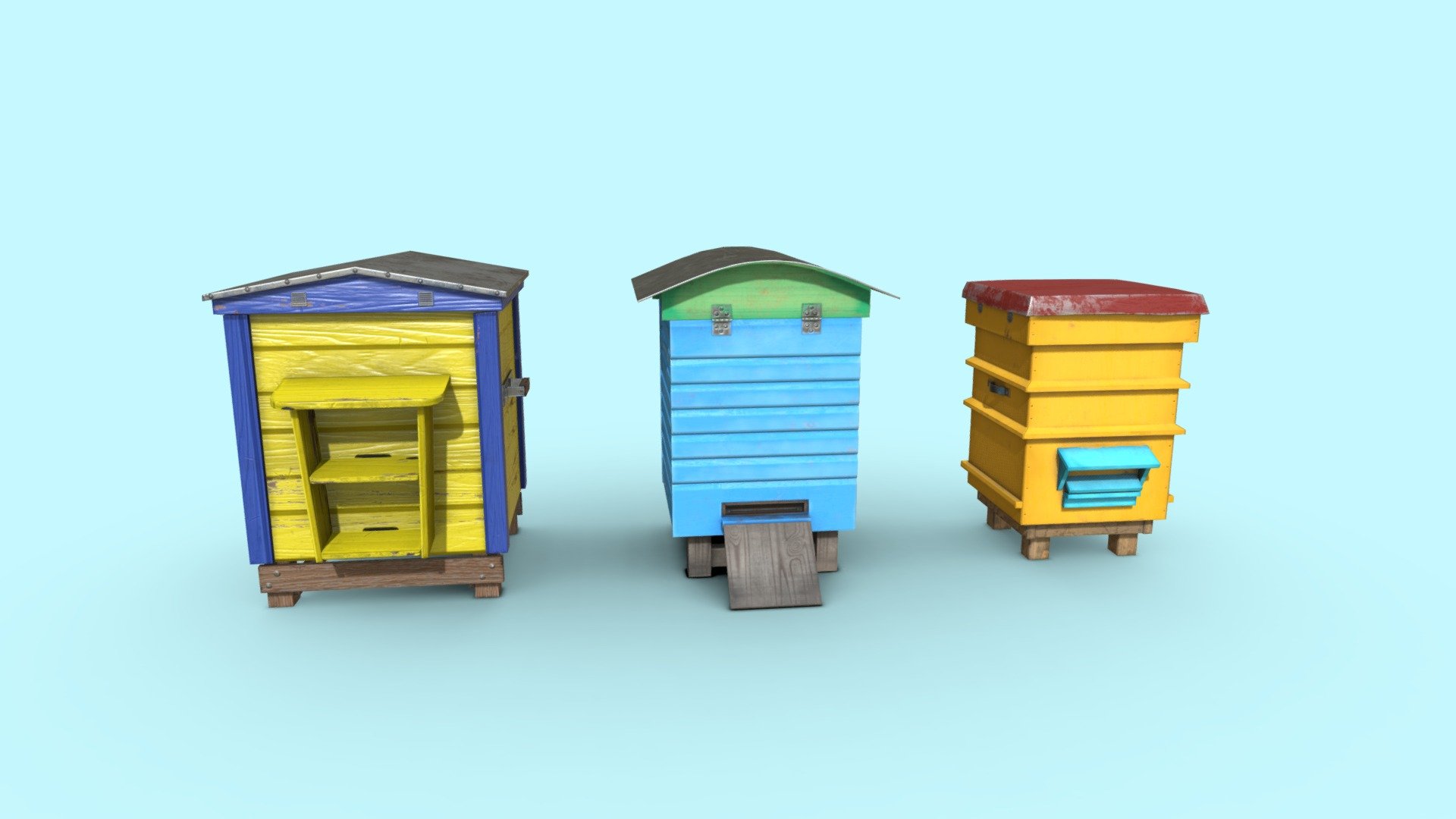 Colorful Beehives | Game Assets - Buy Royalty Free 3D model by PropDrop (@PropDrop.xyz) [0098004 ...
