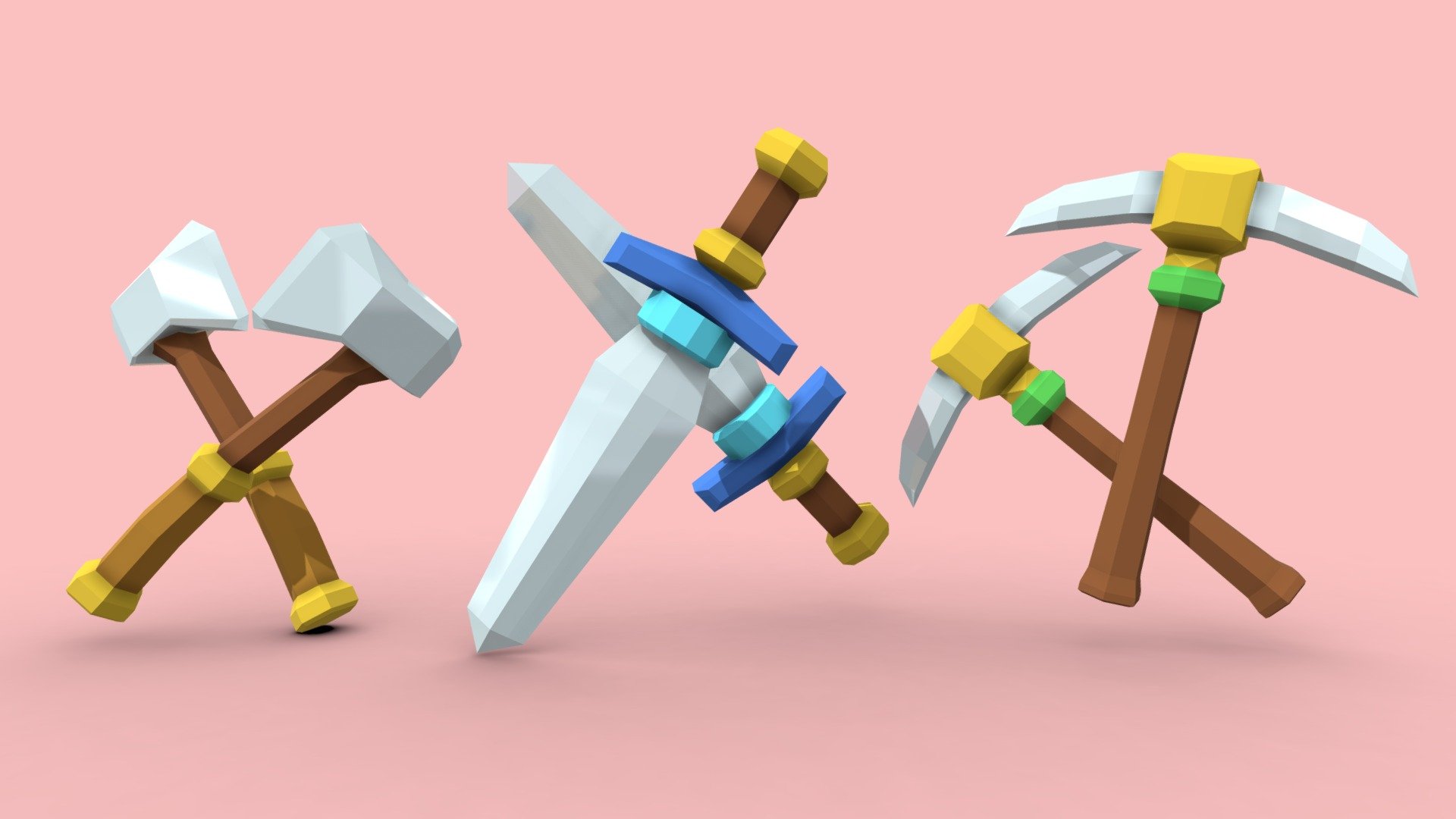 Low-Poly Weapons and Tools! - 3D model by Nitsan [009e8eb] - Sketchfab