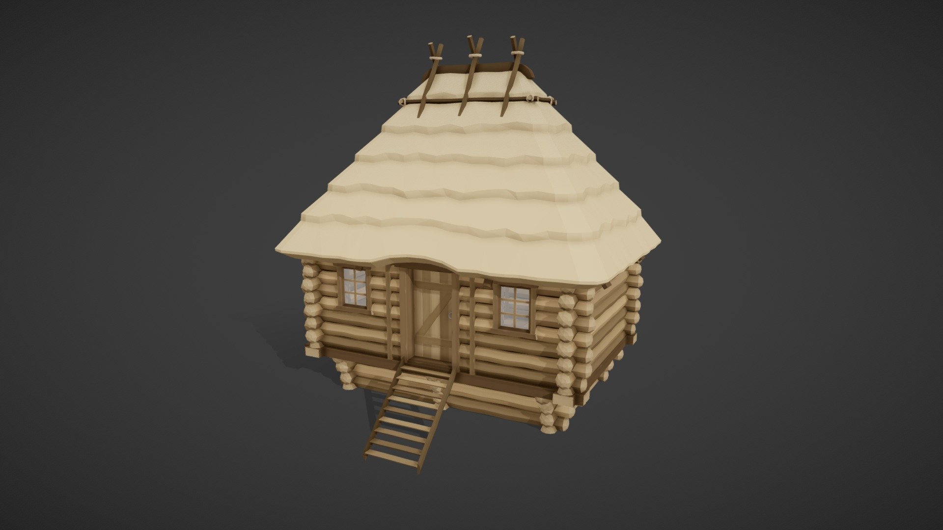 Medieval Village Demo - Low poly log house 1 - Download Free 3D model ...