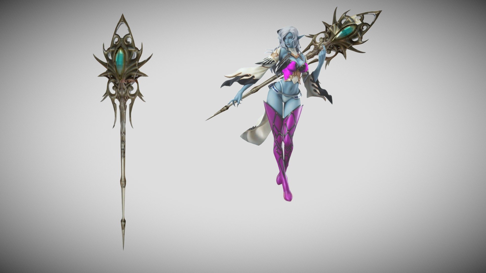 Healer Dark Elf Lineage II - 3D model by InessArt [00eaf6d] - Sketchfab