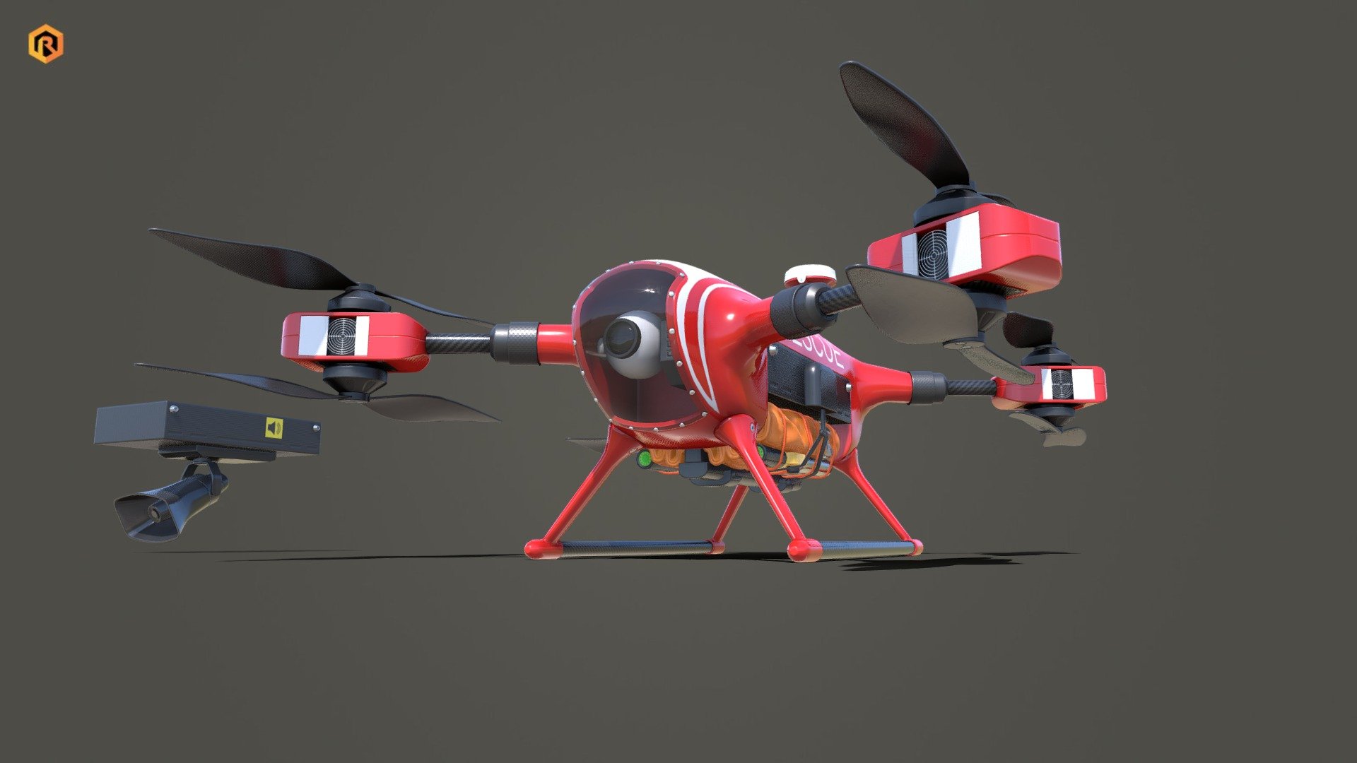 Lifeguard Rescue Drone - PBR 3D Model - Buy Royalty Free 3D model by ...