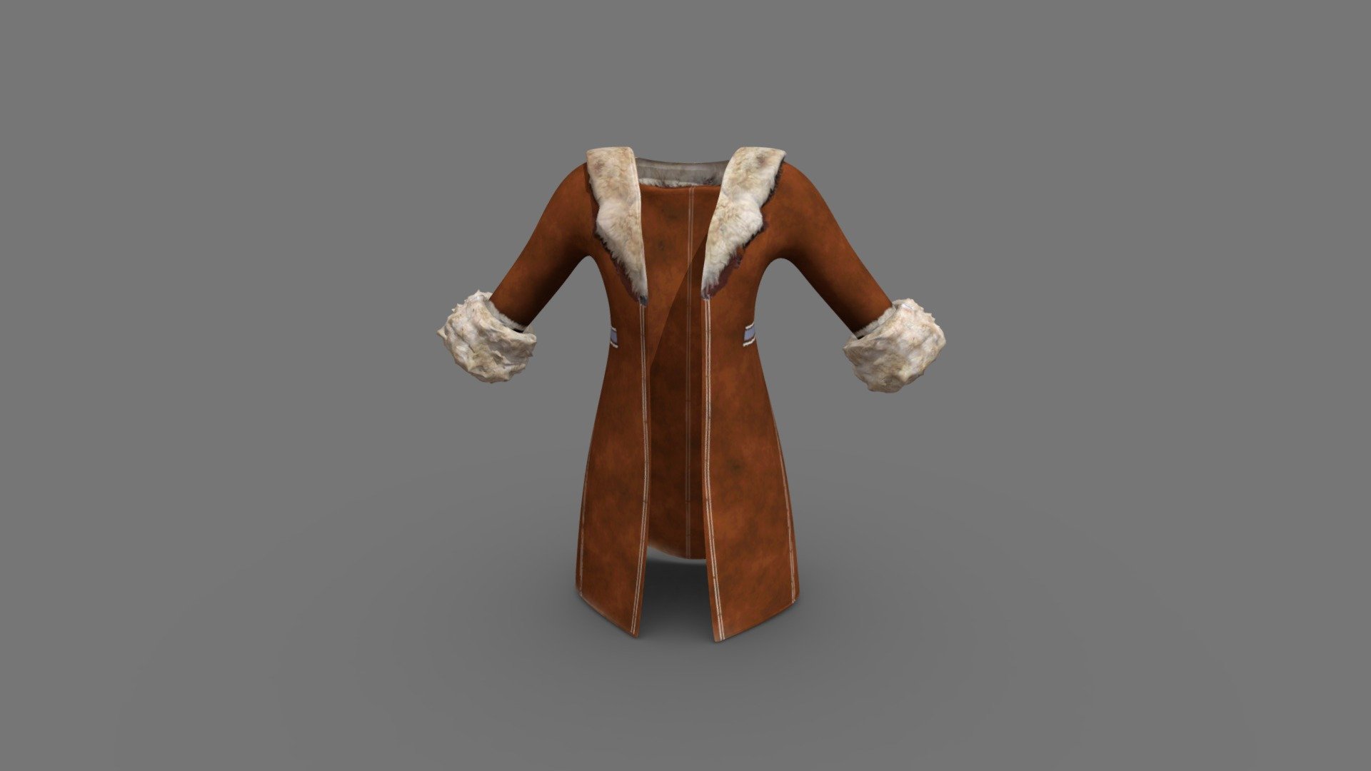Fur Neck And Sleeve Trims Winter Coat - Buy Royalty Free 3D model by ...