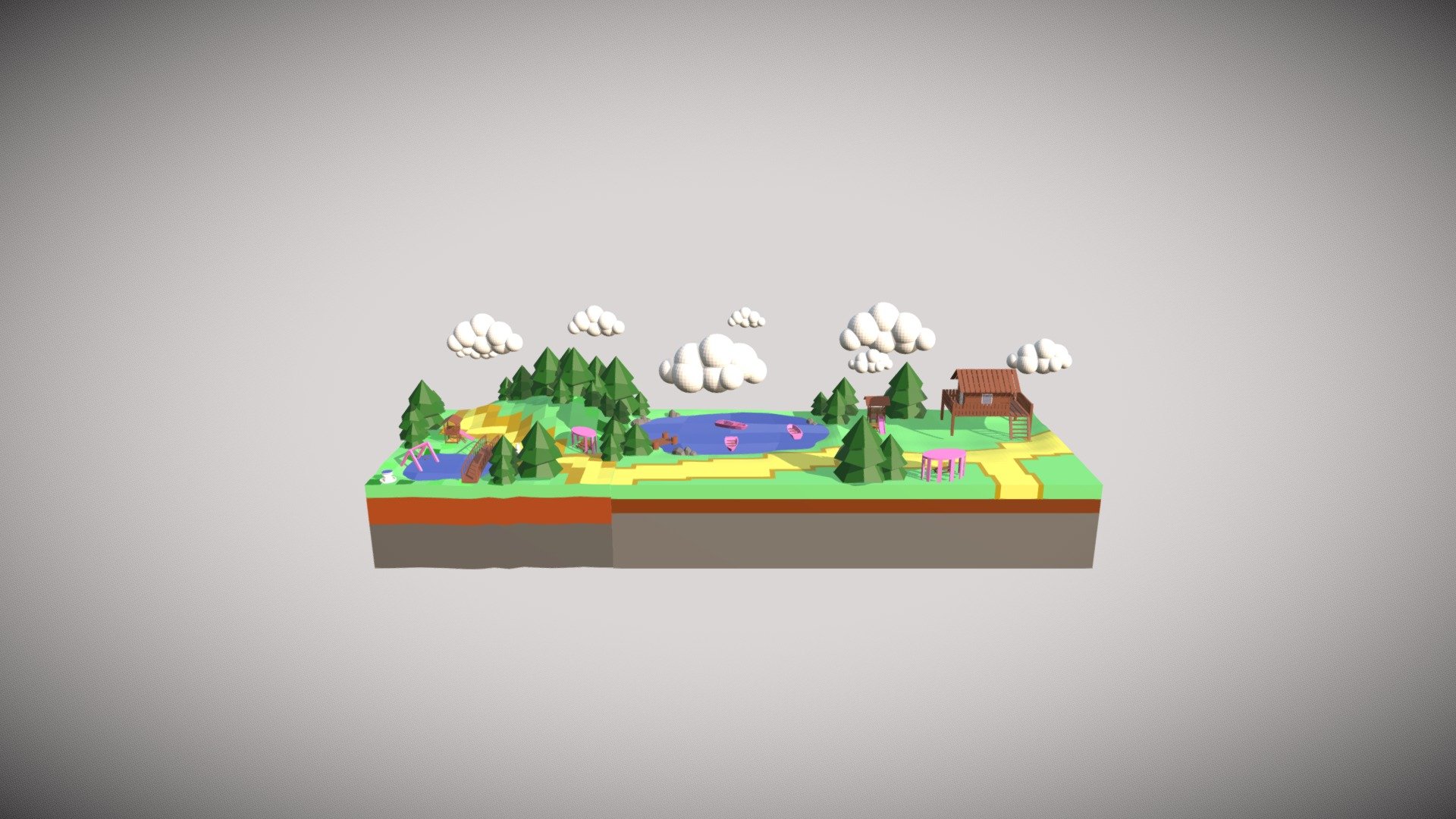 Parc low poly blender - 3D model by lucie_bdy [010aad5] - Sketchfab
