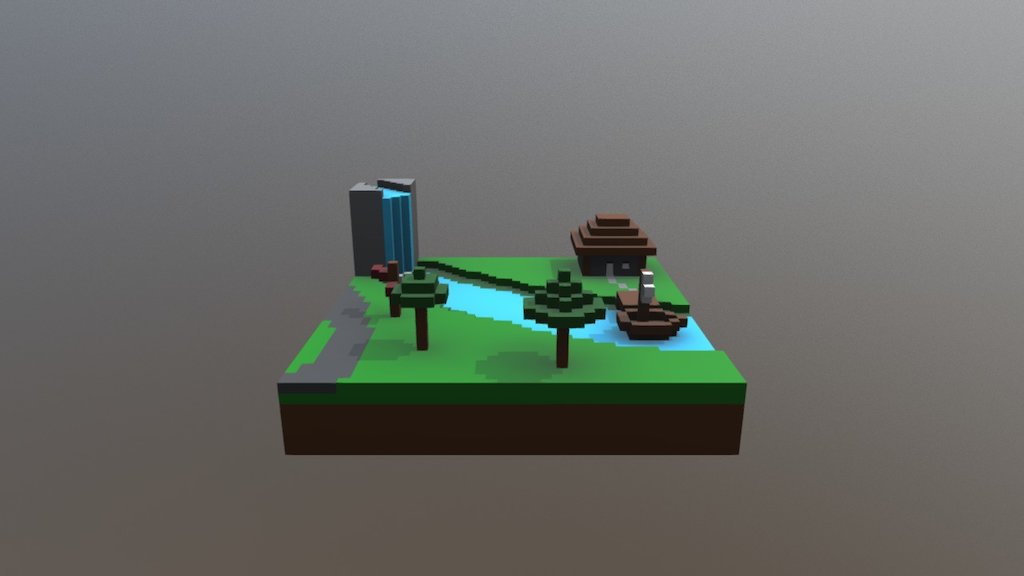 Voxel River Scene - 3D model by LeackyBee [01146de] - Sketchfab