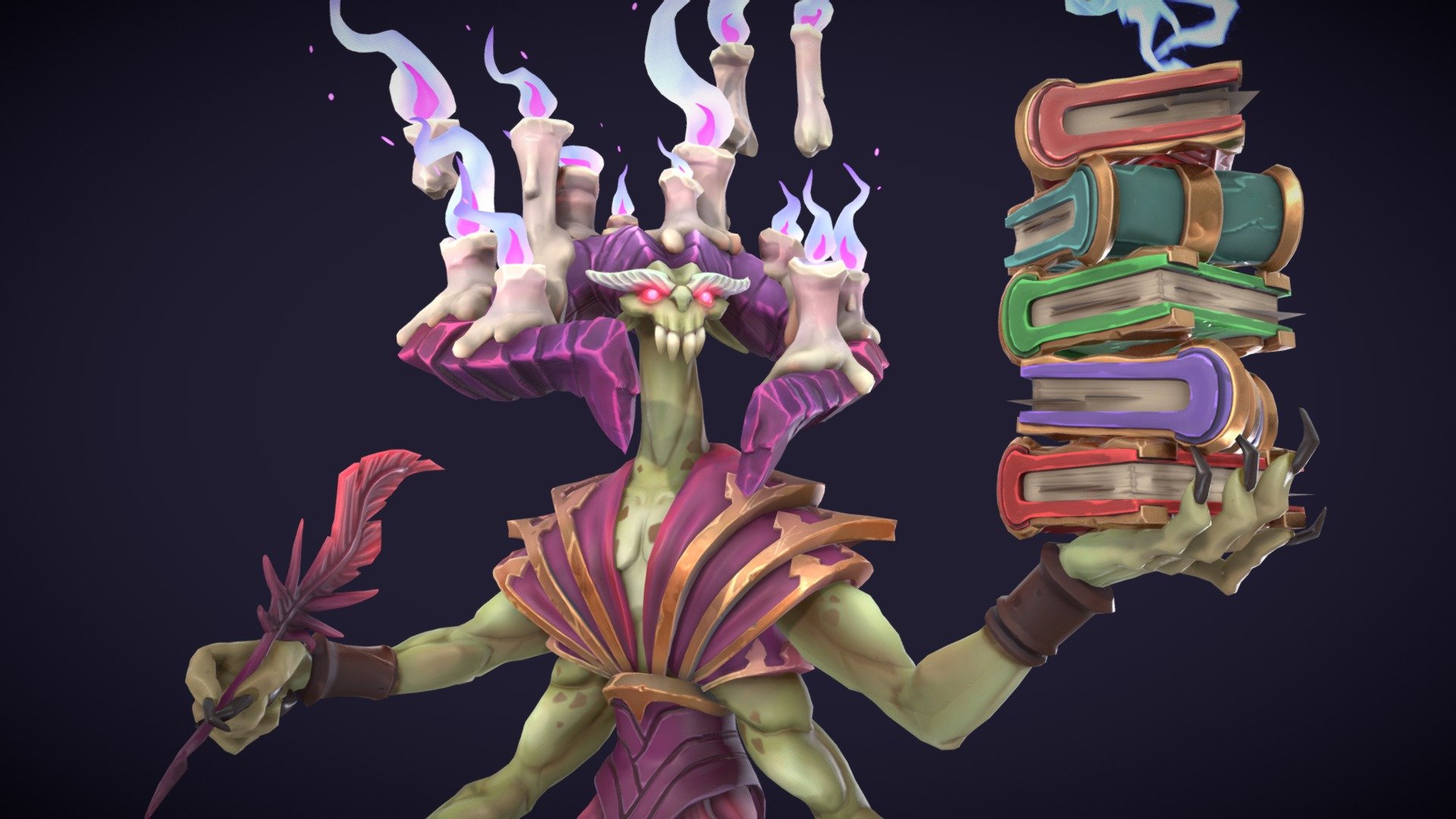 Demon Librarian || Stylized Game Ready Character - 3D model by Dennis ...