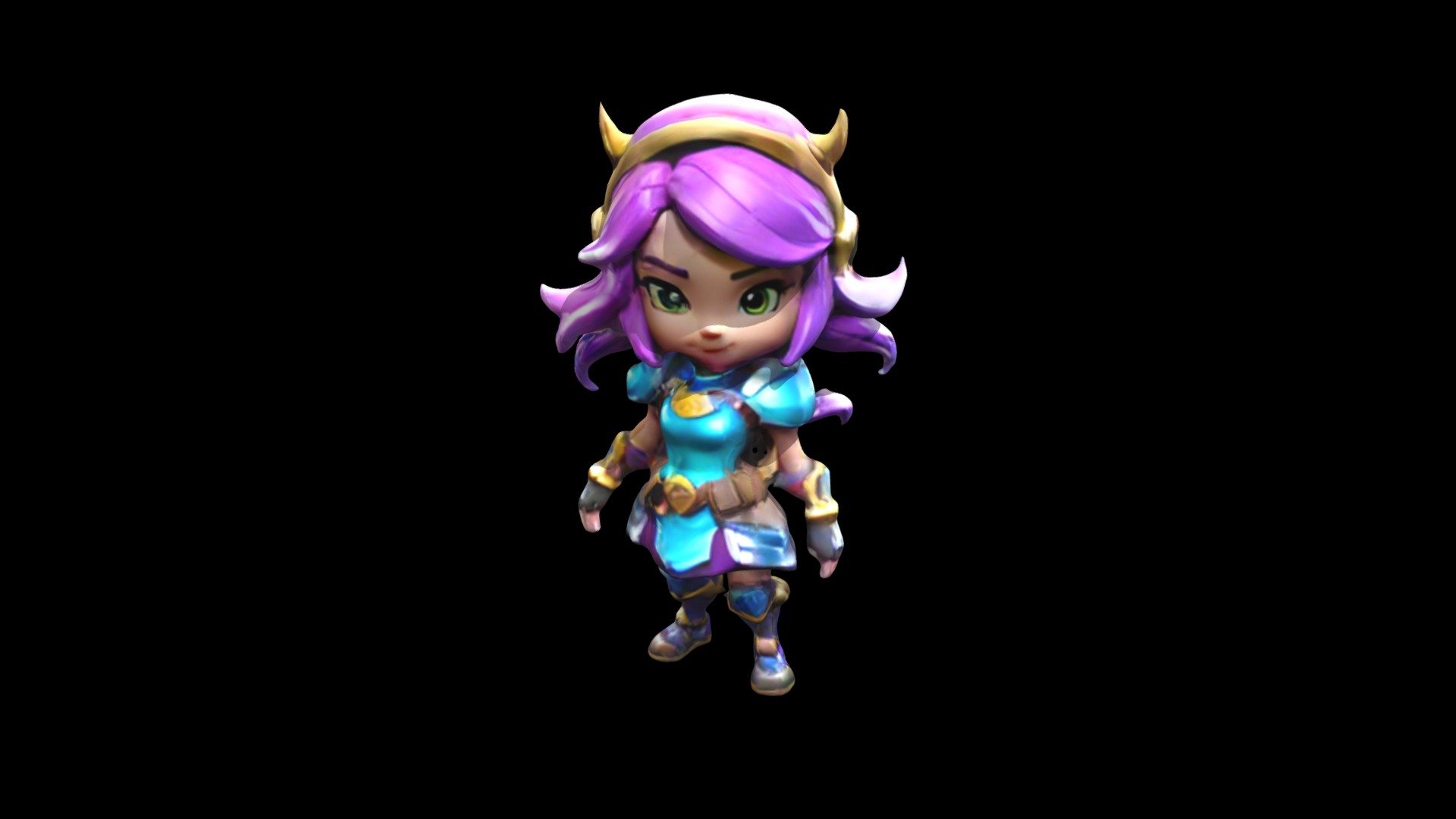 "Colorful princess with purple hair and gold hea - Download Free 3D ...