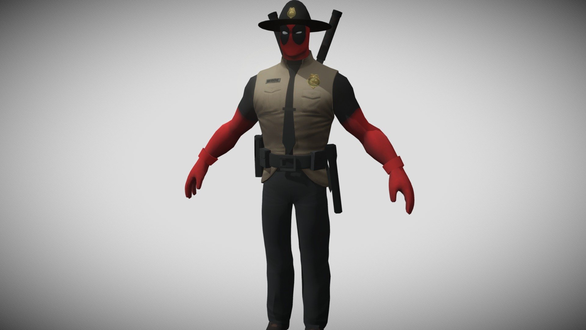 Deadpool Sheriff - Download Free 3D model by 3D WORLD (@3dworldd ...