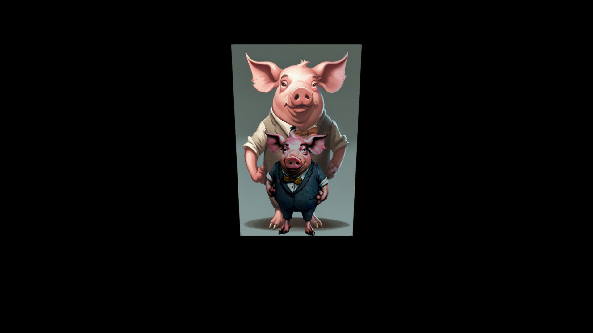 cartoon pig dressed in a suit and bow tie standi - Download Free 3D ...