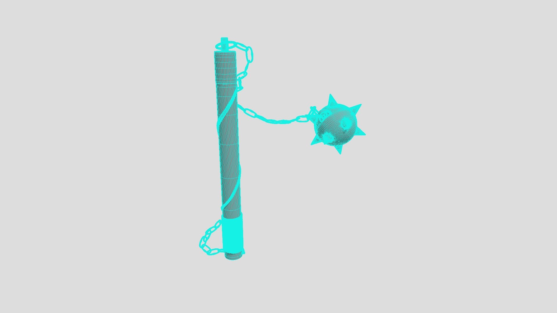 High Resolution Medieval Flail with Wireframe - 3D model by ...