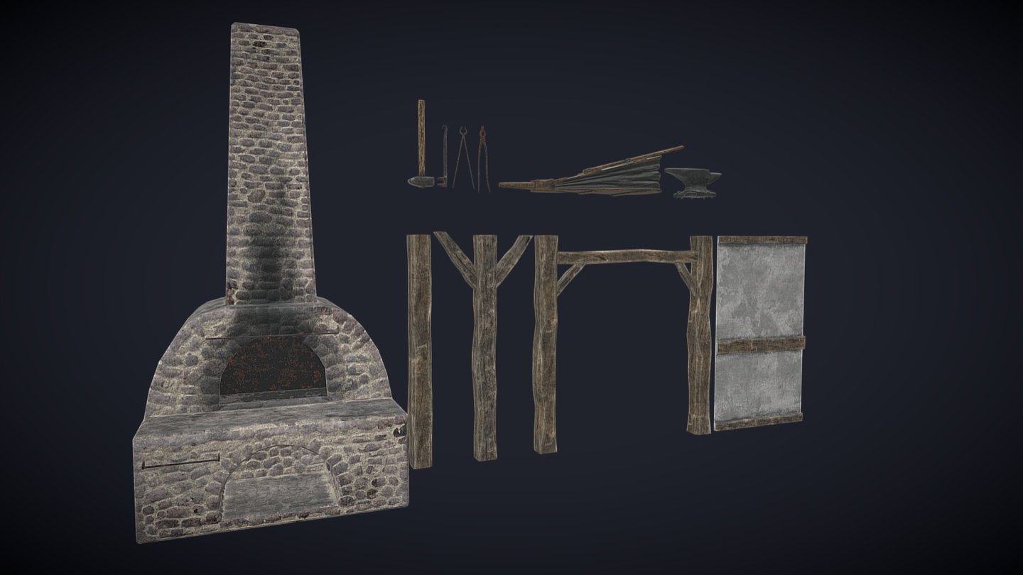 Medieval blacksmith interior prop pack 2 - 3D model by Kupatka Zubarick ...