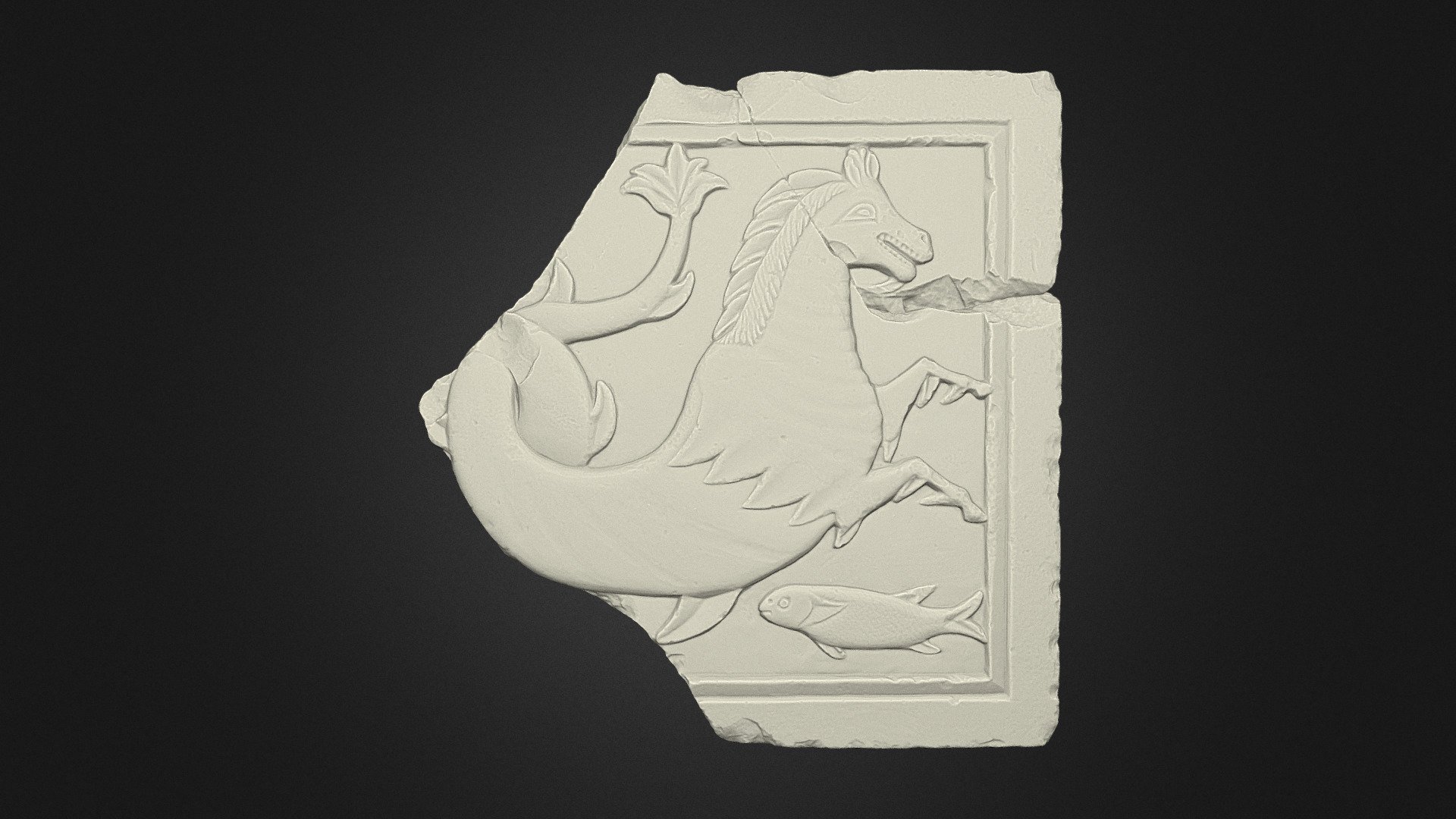 Dalle ornementale : chevaux marins et poisson - 3D model by Alienor.org ...