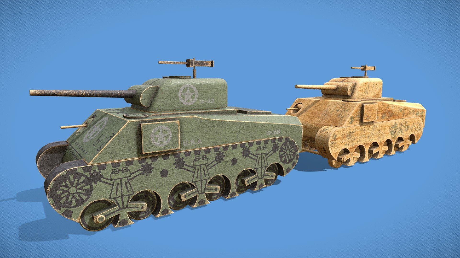 1950s Wooden Toy Tanks Type B - Download Free 3D model by Mad_Lobster ...