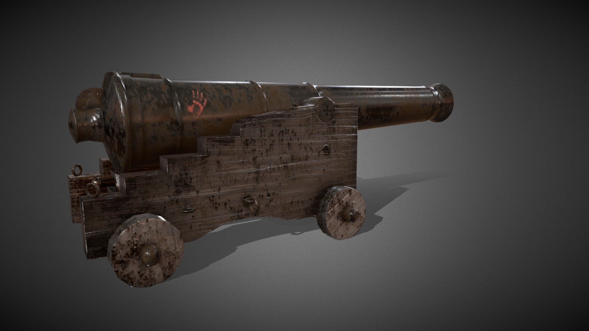 32-pounder Blomefield gun with wooden carriage - 3D model by ...