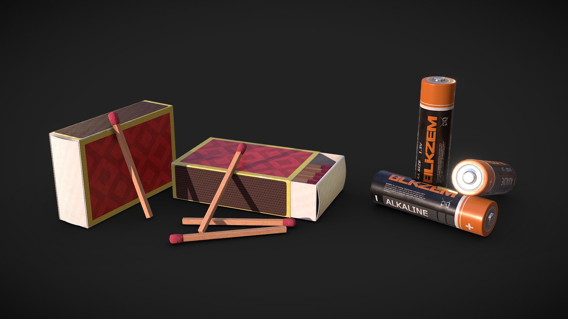 Matchbox & Batteries - 3D model by Vincent074 [018afdd] - Sketchfab