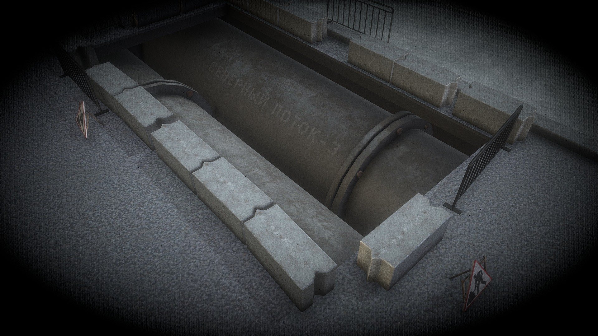 Road works / part of modular road builder kit - Download Free 3D model ...