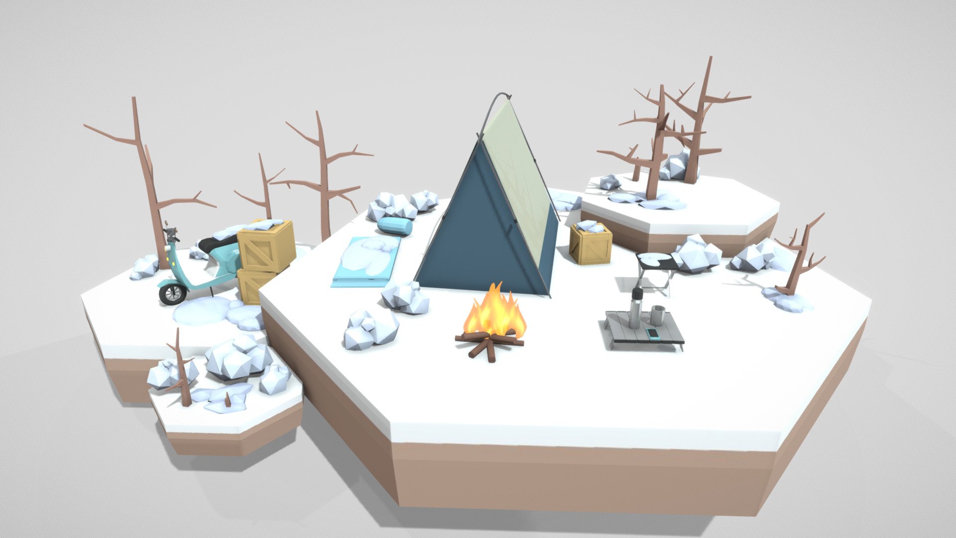 Winter Camping - Download Free 3D model by marzipanne [01c176f] - Sketchfab