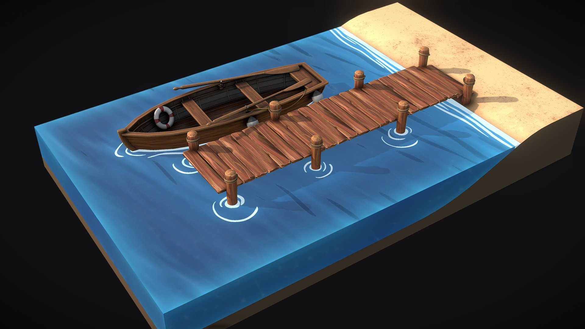 Small Boat on Sea Bridge_Stylized - 3D model by Elkandar [01eb4e8 ...
