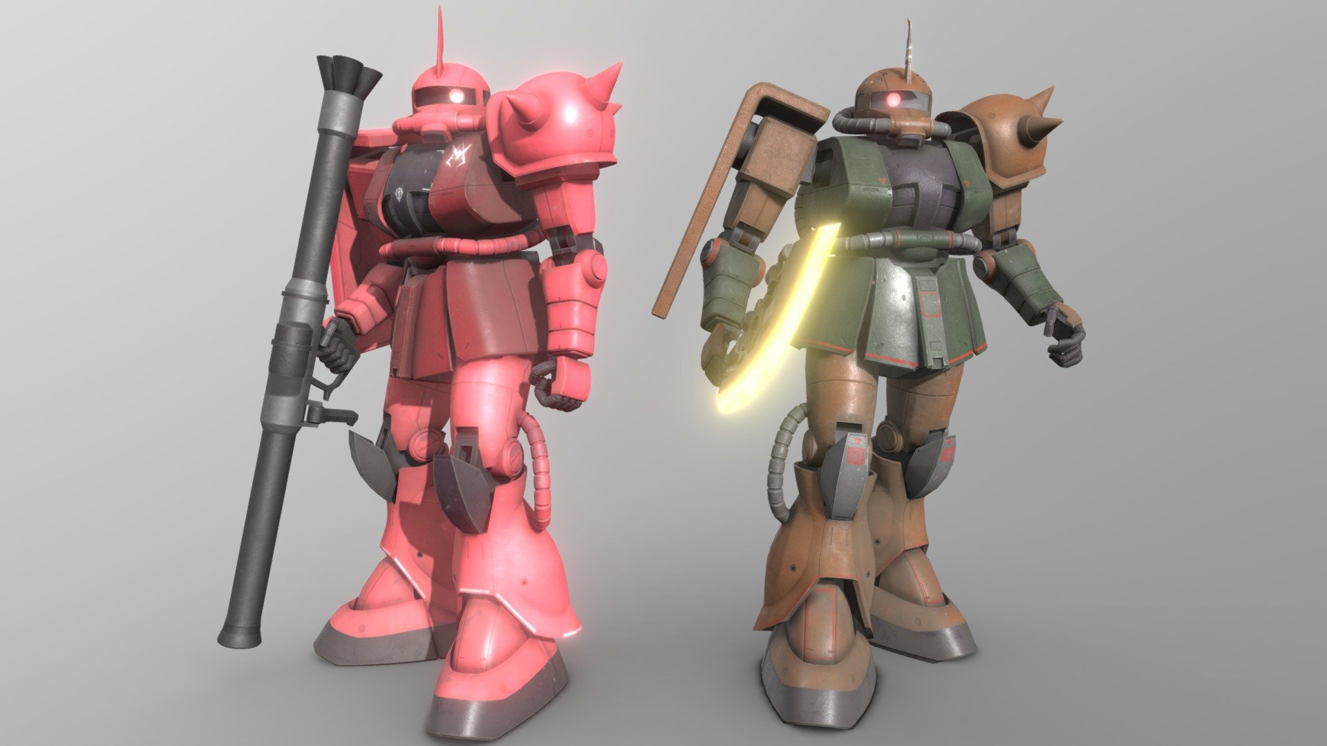 Zaku Commander Types (MS-06S and MS-06FS) - 3D model by Medicman ...