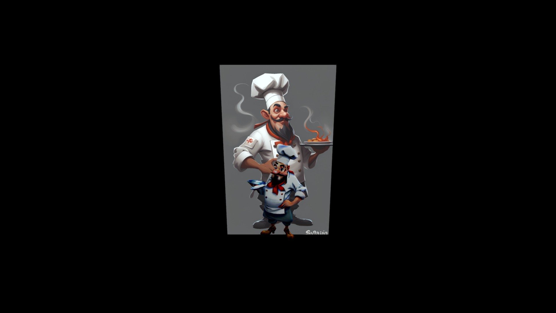 "Chef holding a plate of food" A man in a che - Download Free 3D model ...