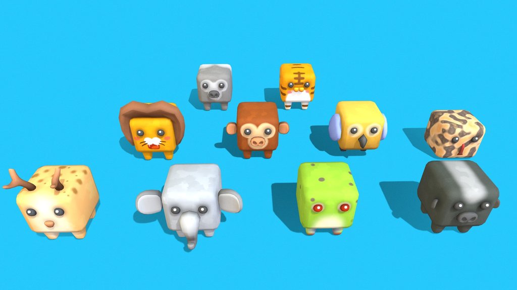 Squals - The Cube Animals - A 3D model collection by LowPolyBoy - Sketchfab