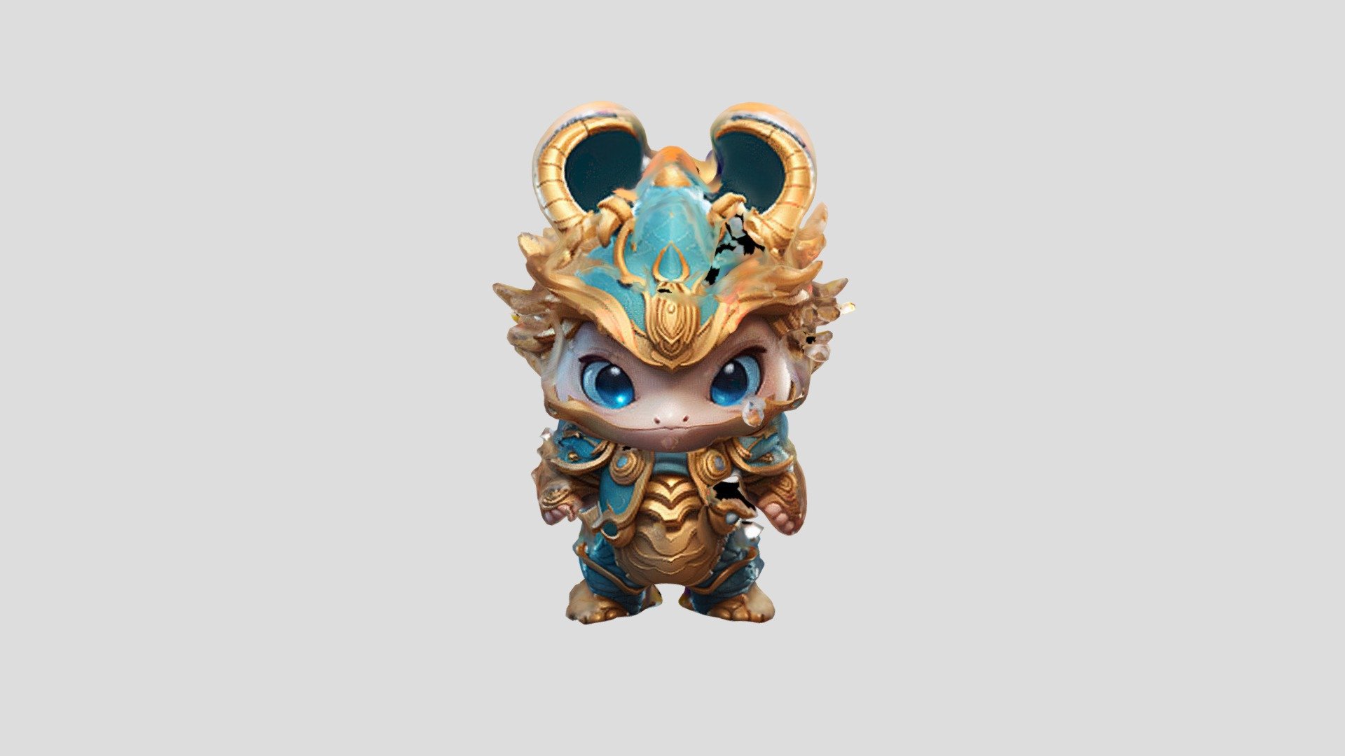 Cute Baby Dragon in Blue and Gold Armor A sma - Download Free 3D model ...