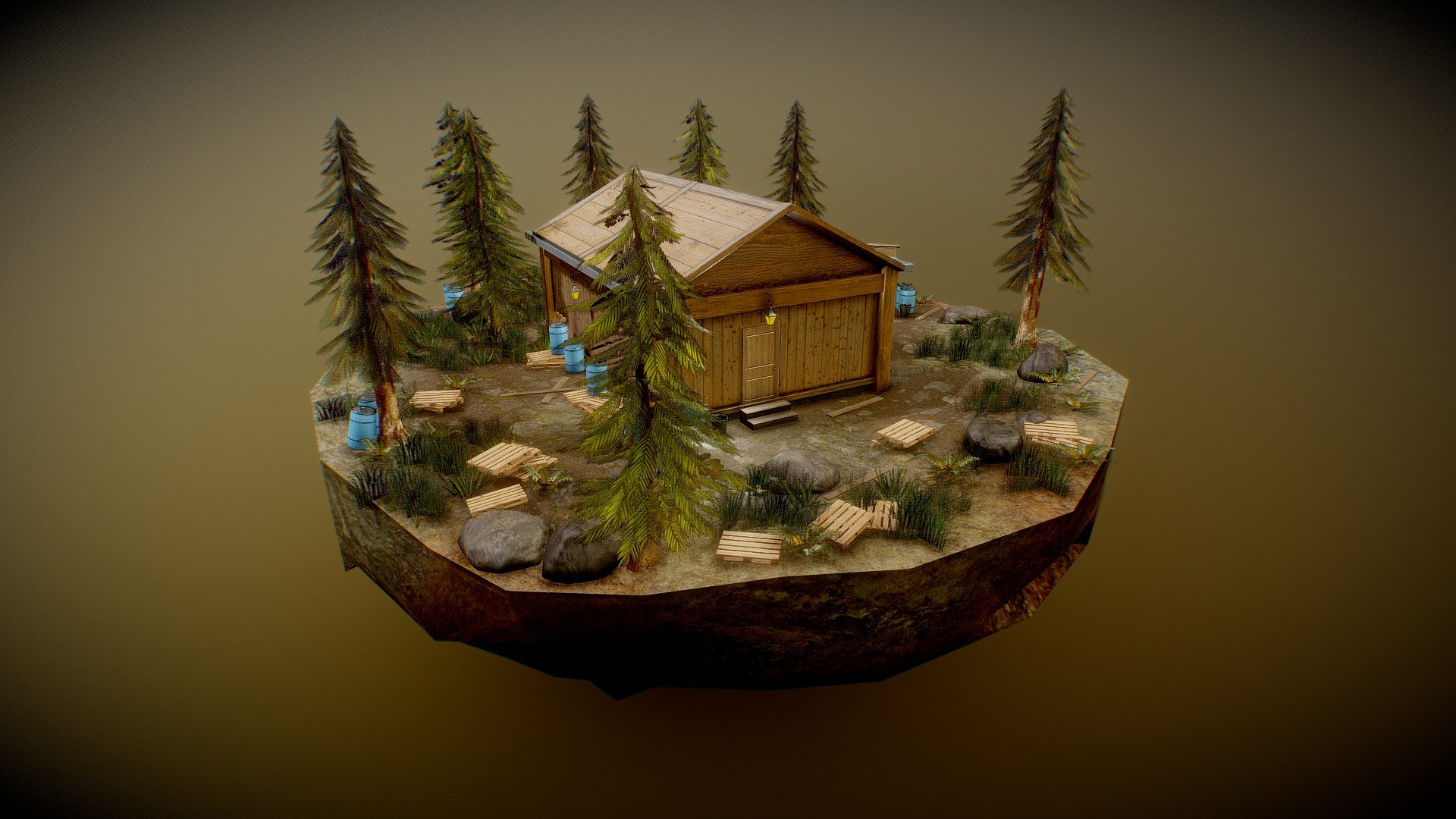 Realistic Modern Rural Cabin 1 - Buy Royalty Free 3D model by Aligned ...