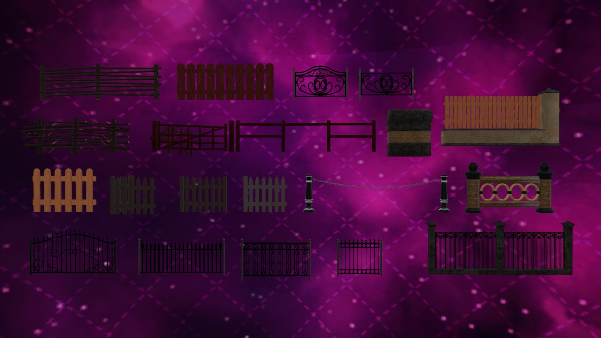 Fences & Gates .Blend FREE Low Poly - Download Free 3D model by ...