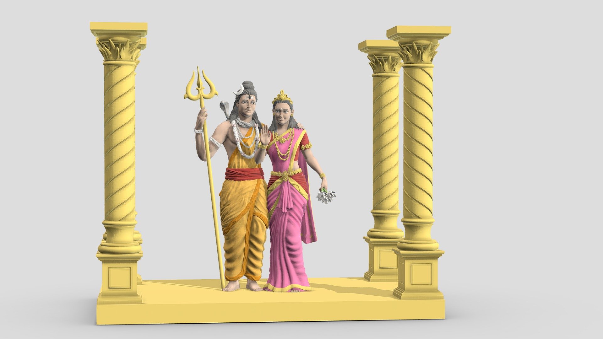 Shiv Parvati 3d Model By Samar Samarjitk60 [026c517] Sketchfab