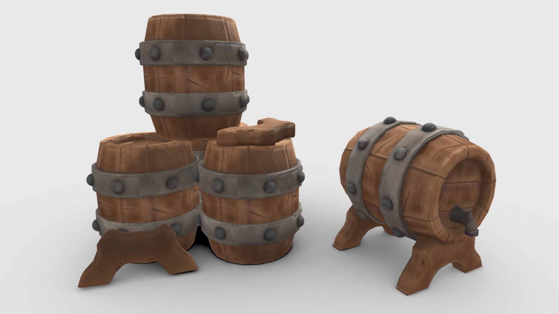 Stylized wine barrel prop - Download Free 3D model by ForevereQ ...
