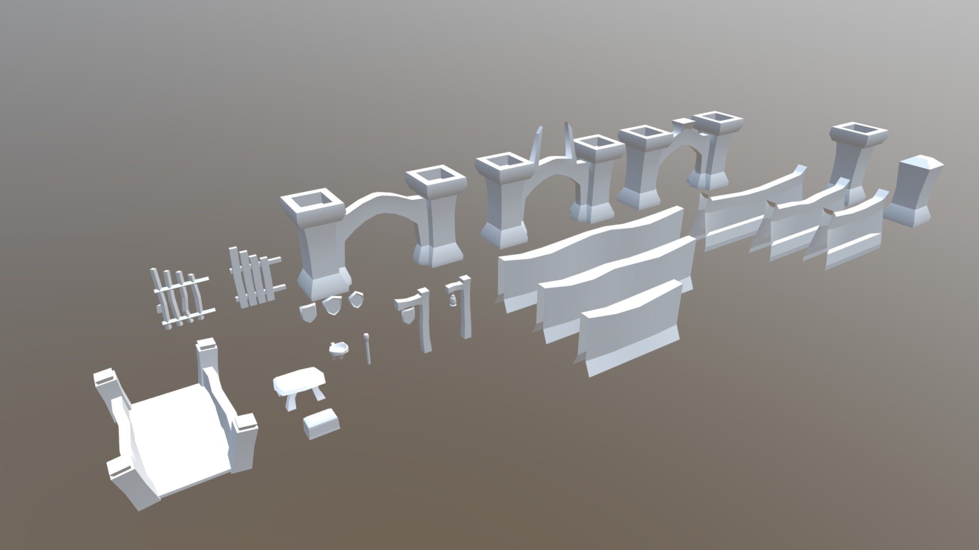 Low poly Castle set (non UV&Tex) - 3D model by SpeechGlitch [0295828 ...