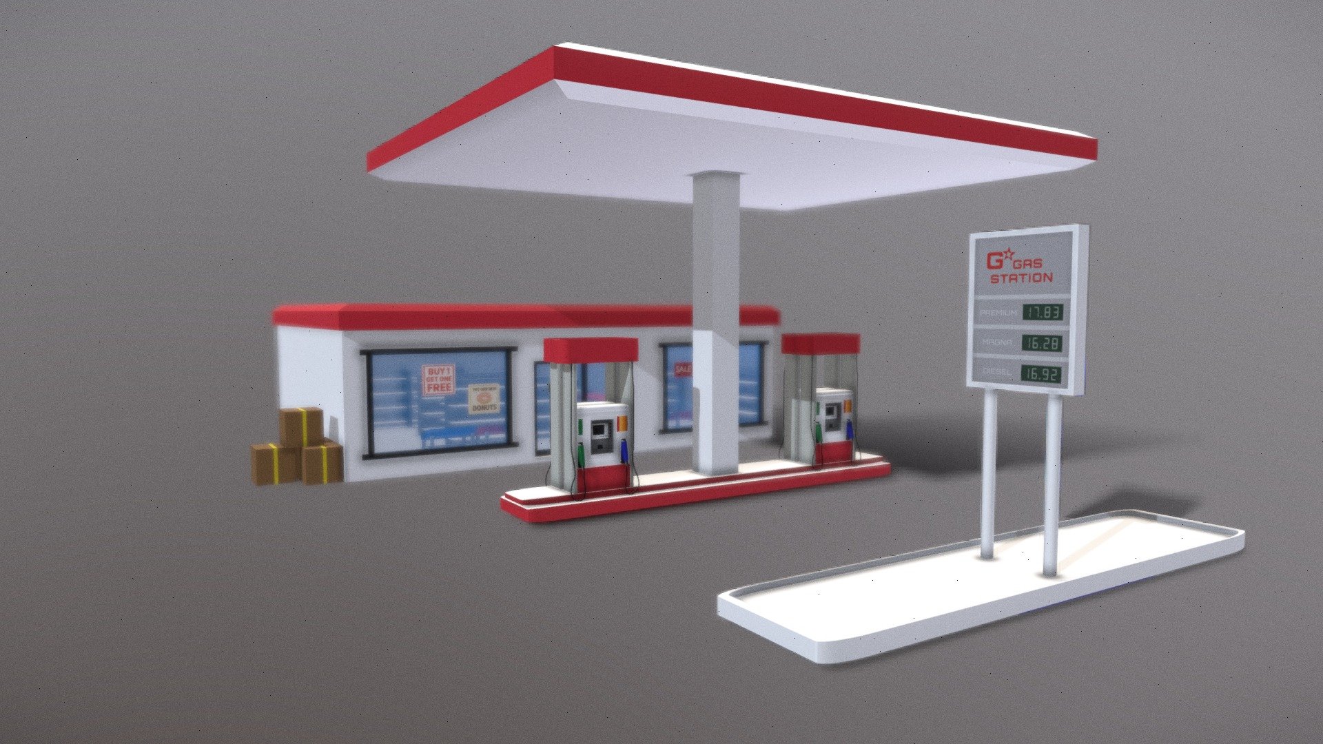 Lowpoly Gas Station - Download Free 3D model by AspectStudios ...