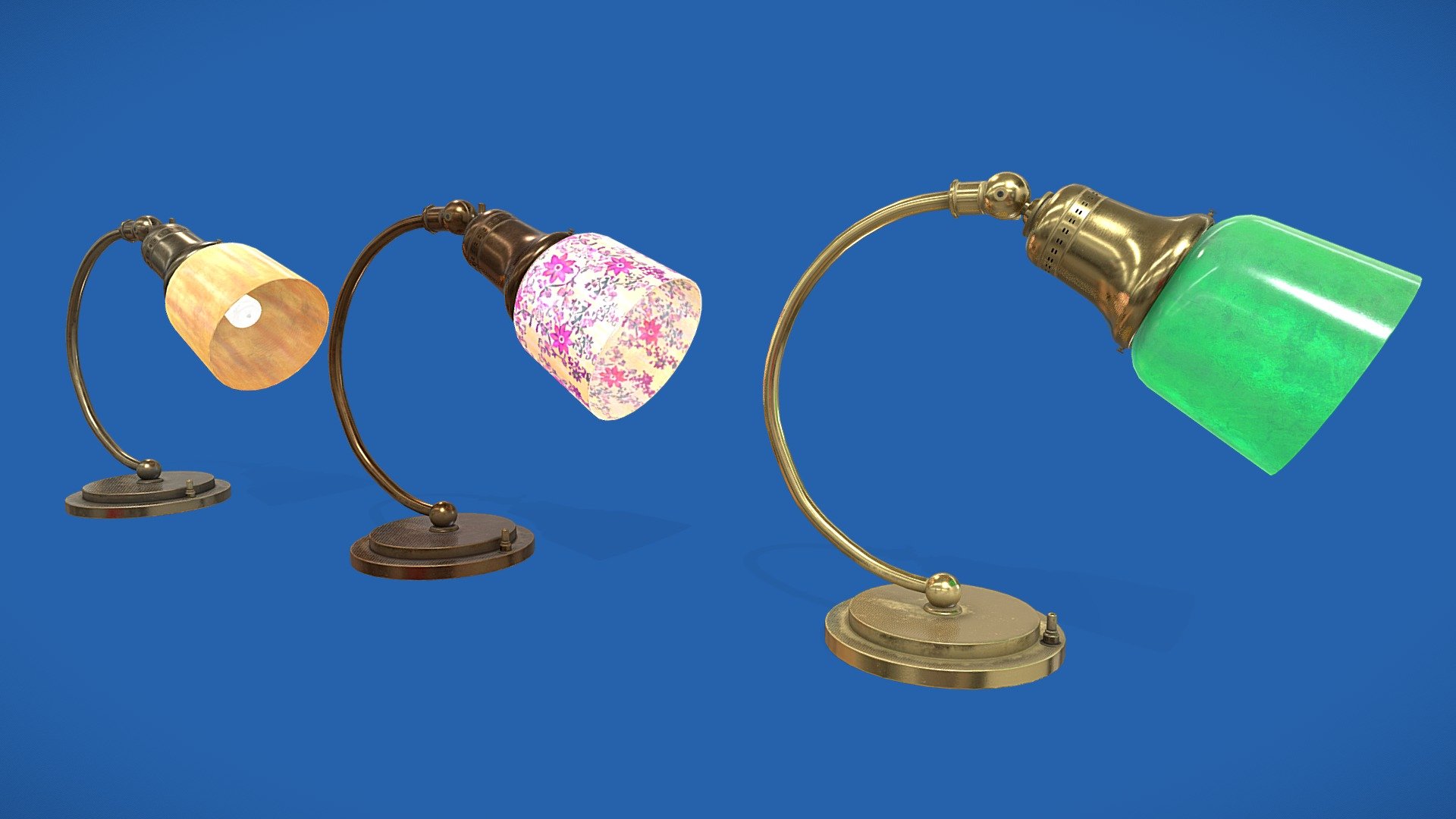 1920s Brass Desk Lamps Type A - Download Free 3D model by Mad_Lobster ...