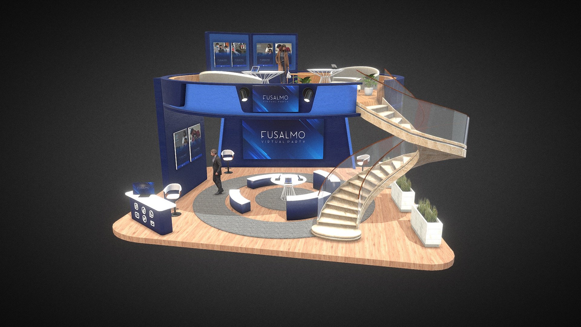 STAND ALTO - GOLD | PLANTILLA - 3D model by FUSALMO Virtual ...