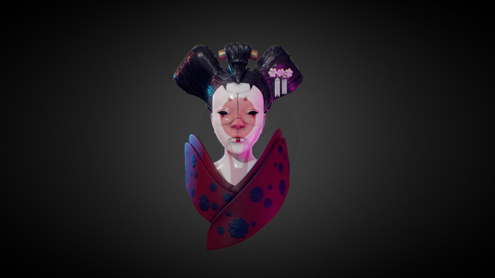 Geisha Cyborg - 3D model by MAXDESIGN-3D (@MAXDESIGN) [02c372d] - Sketchfab