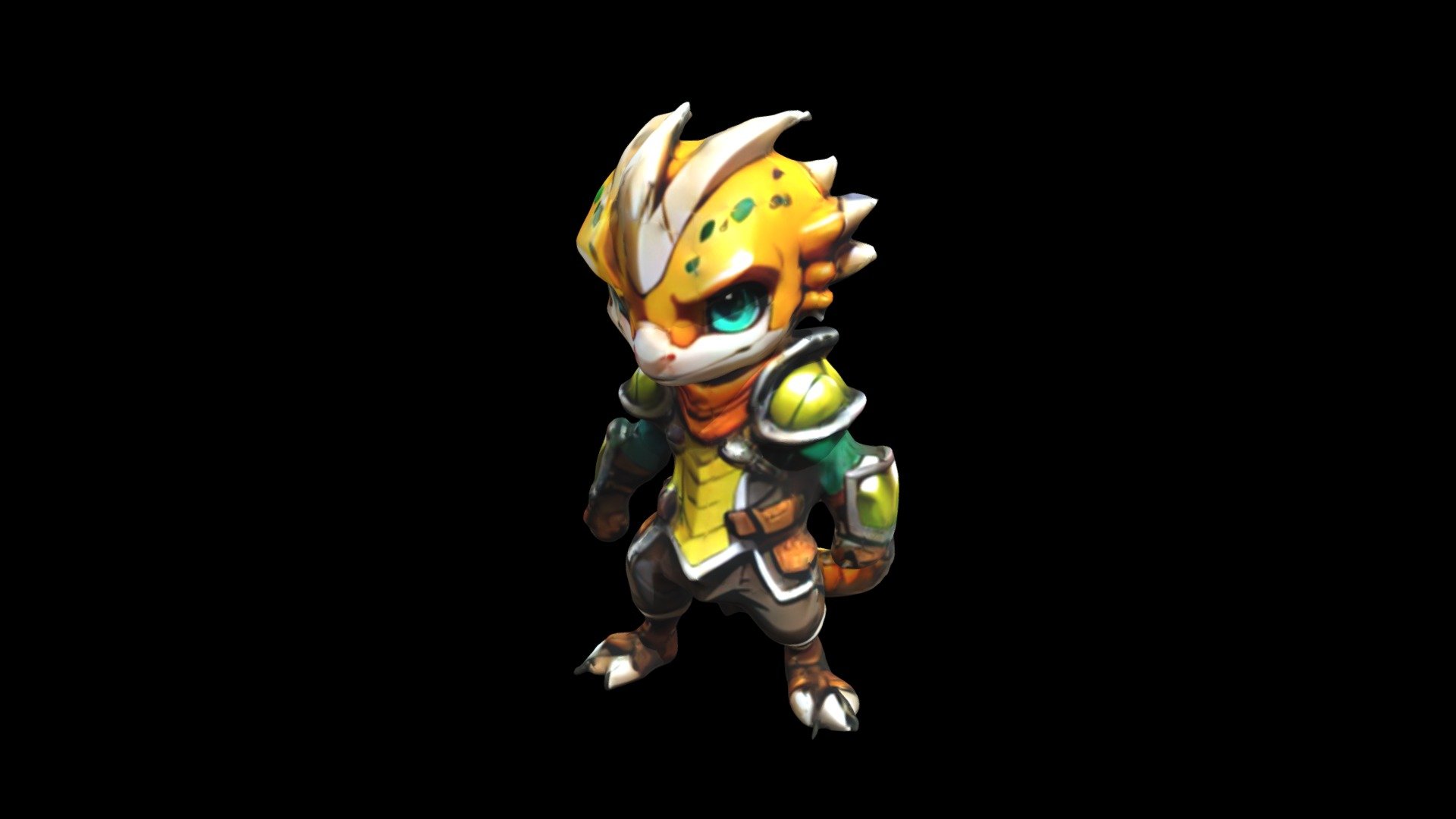 A courageous battle-ready cartoon lizard with vi - Download Free 3D ...
