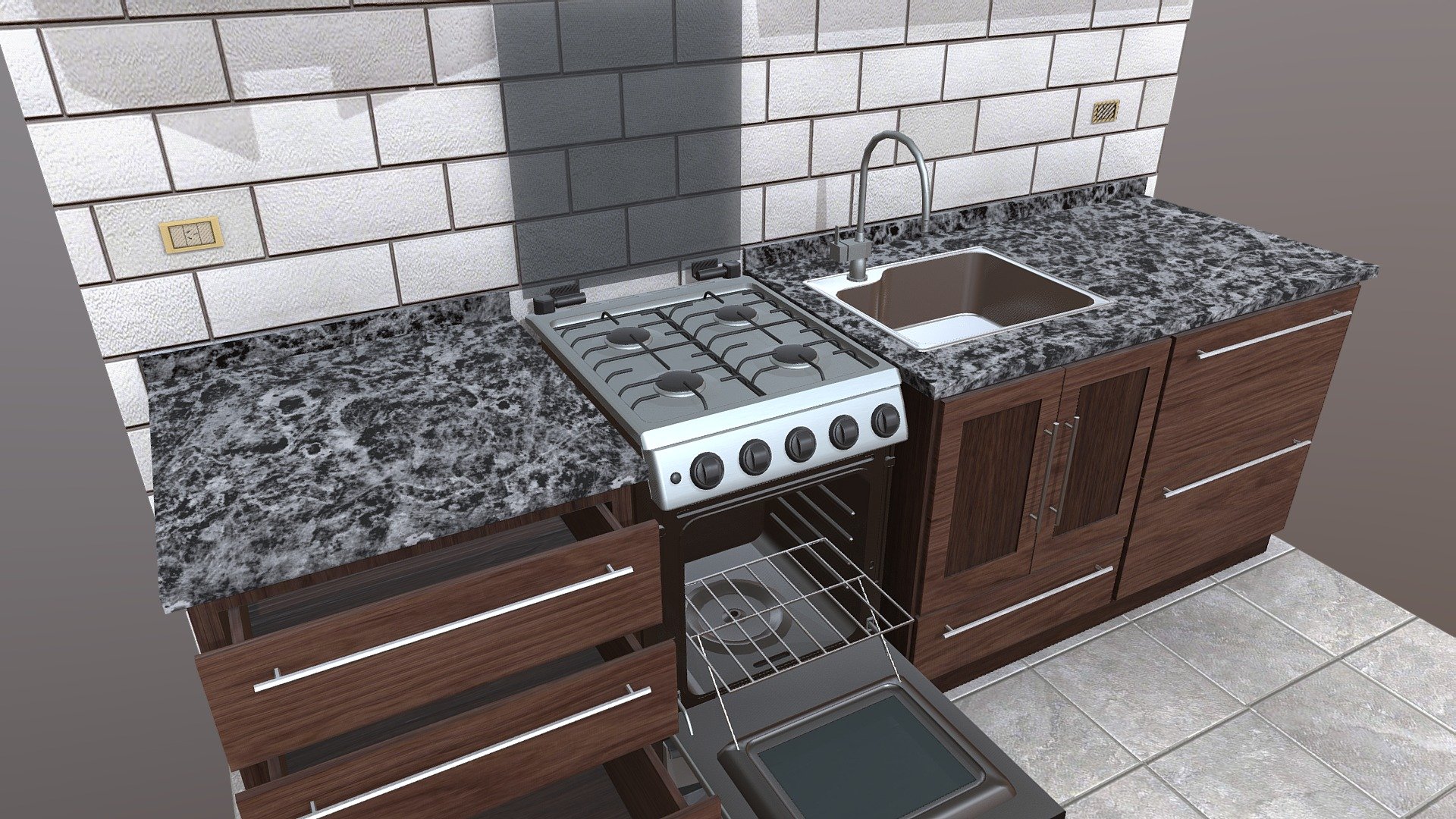 Kitchen - 3D model by maurobernas [02e1abe] - Sketchfab
