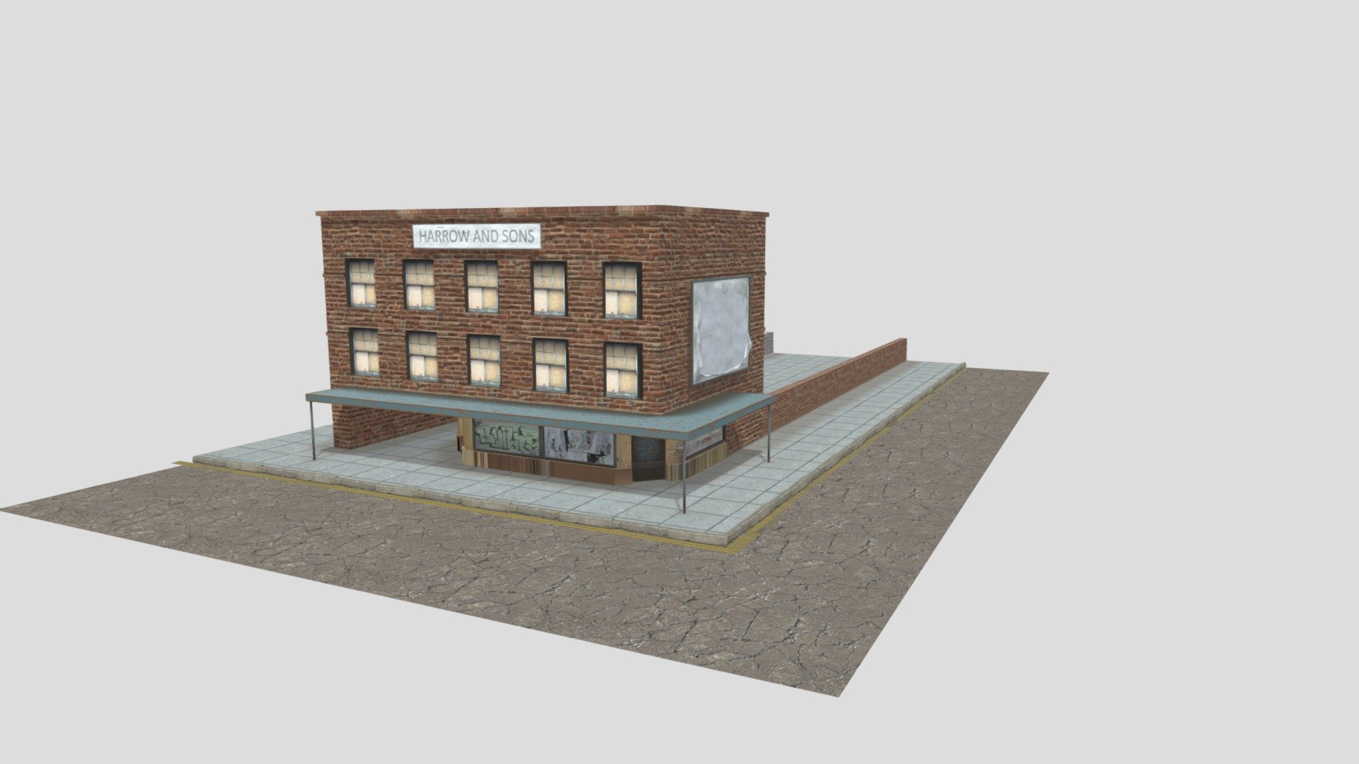Dilapidated shops - Download Free 3D model by A9908244 [02eeff5 ...